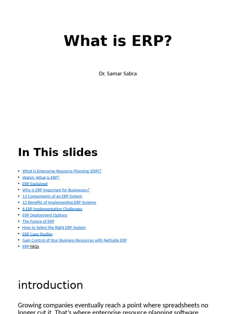 The Concept of ERP | PDF | Enterprise Resource Planning | Cloud Computing