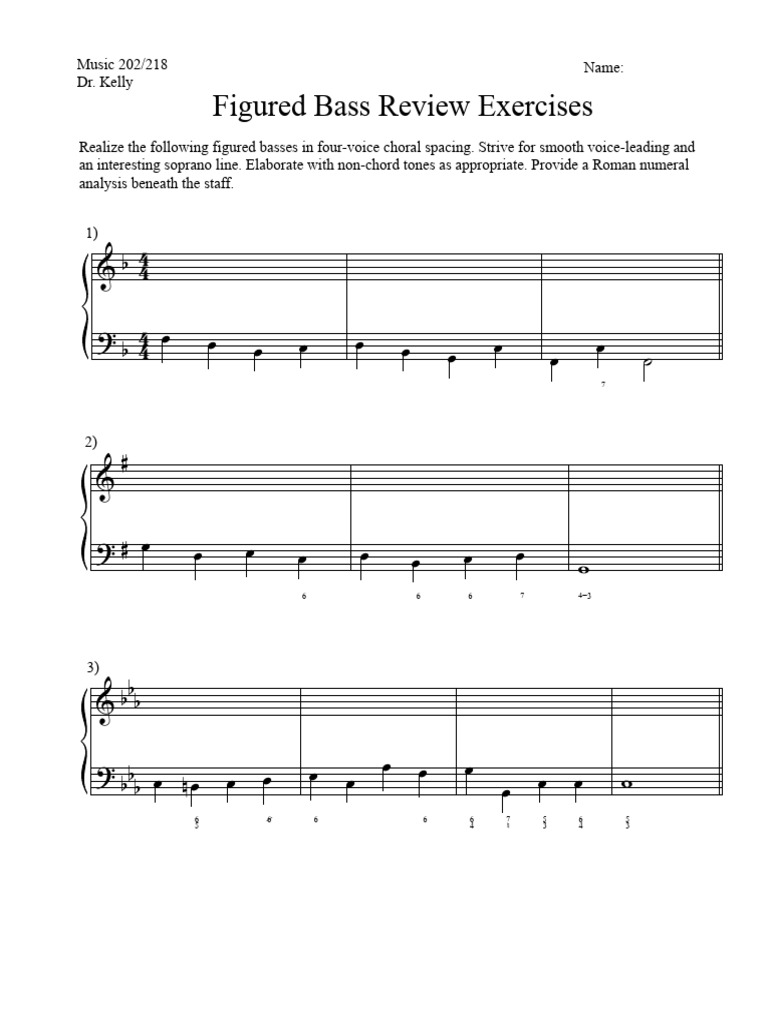 Figured Bass Review Exercises | PDF