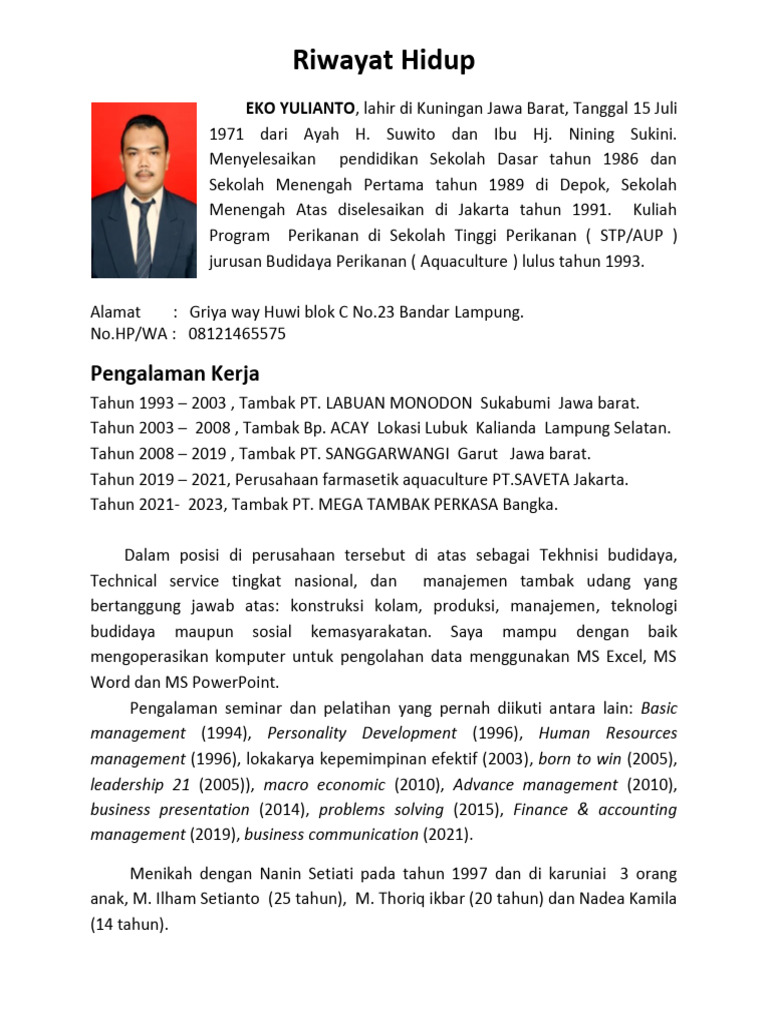 Eko Yulianto CV | PDF