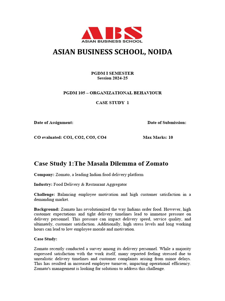 Case Study 1 | PDF | Employment | Motivation