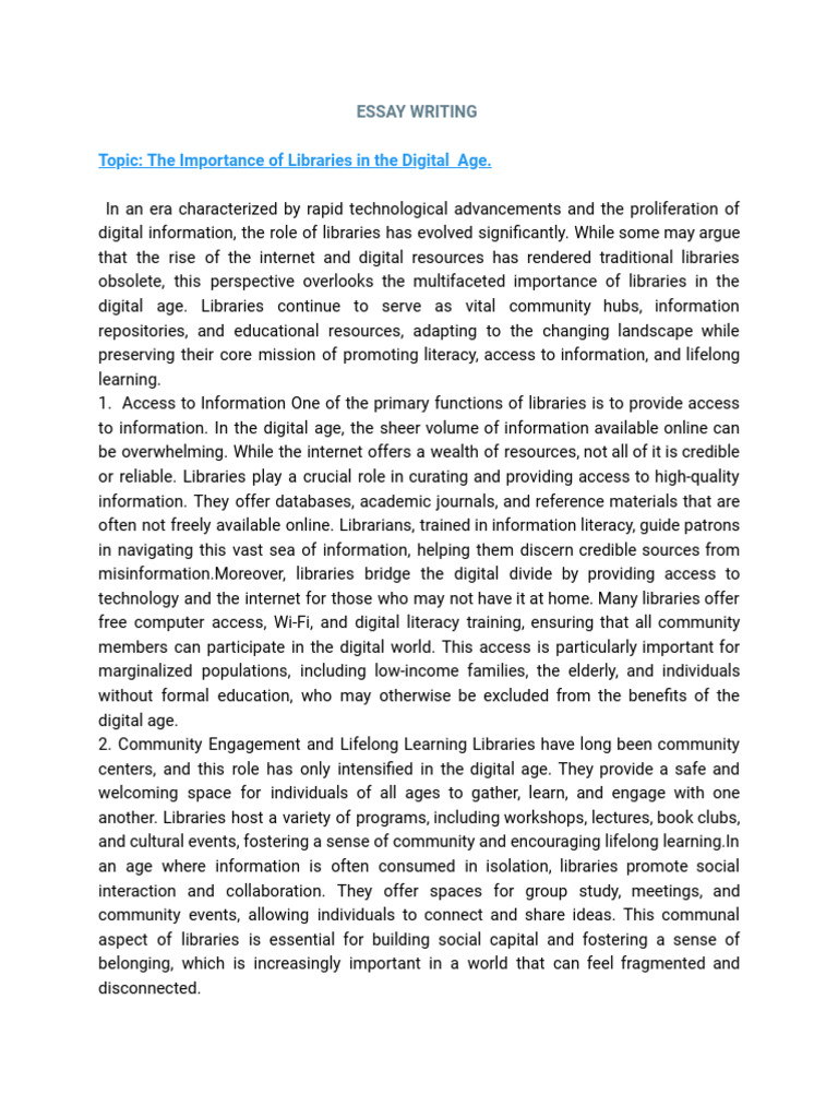 Bisen Himanshu Essay Writing Competition | PDF | Libraries ...