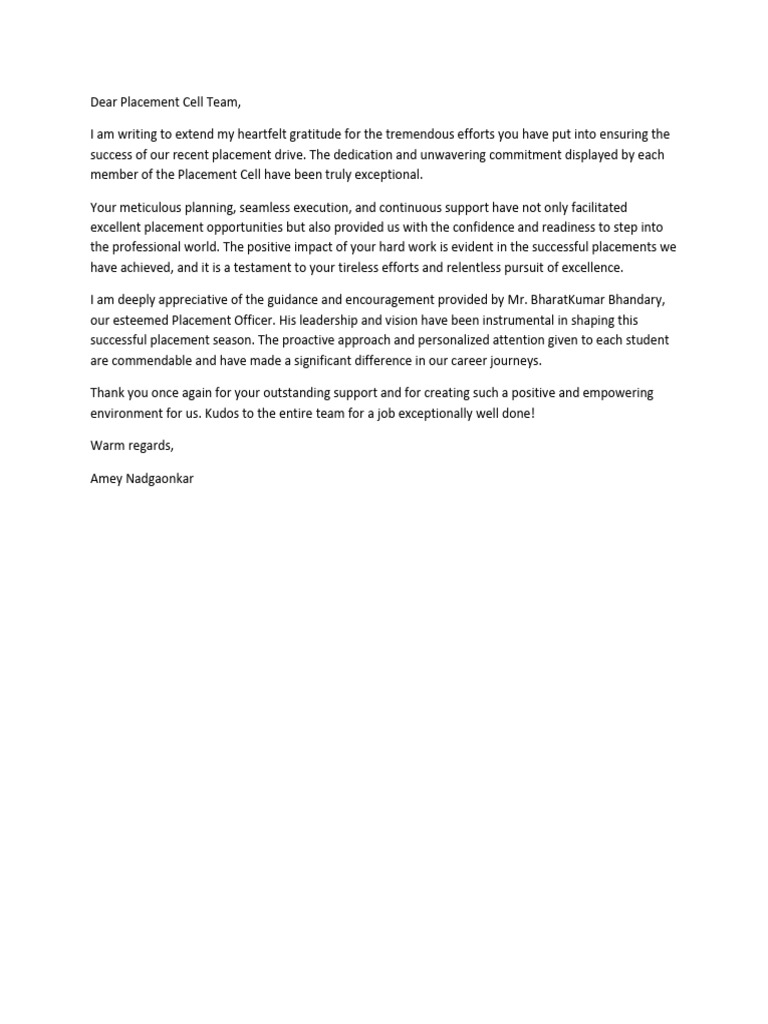 Thank You for Successful Placement Drive | PDF