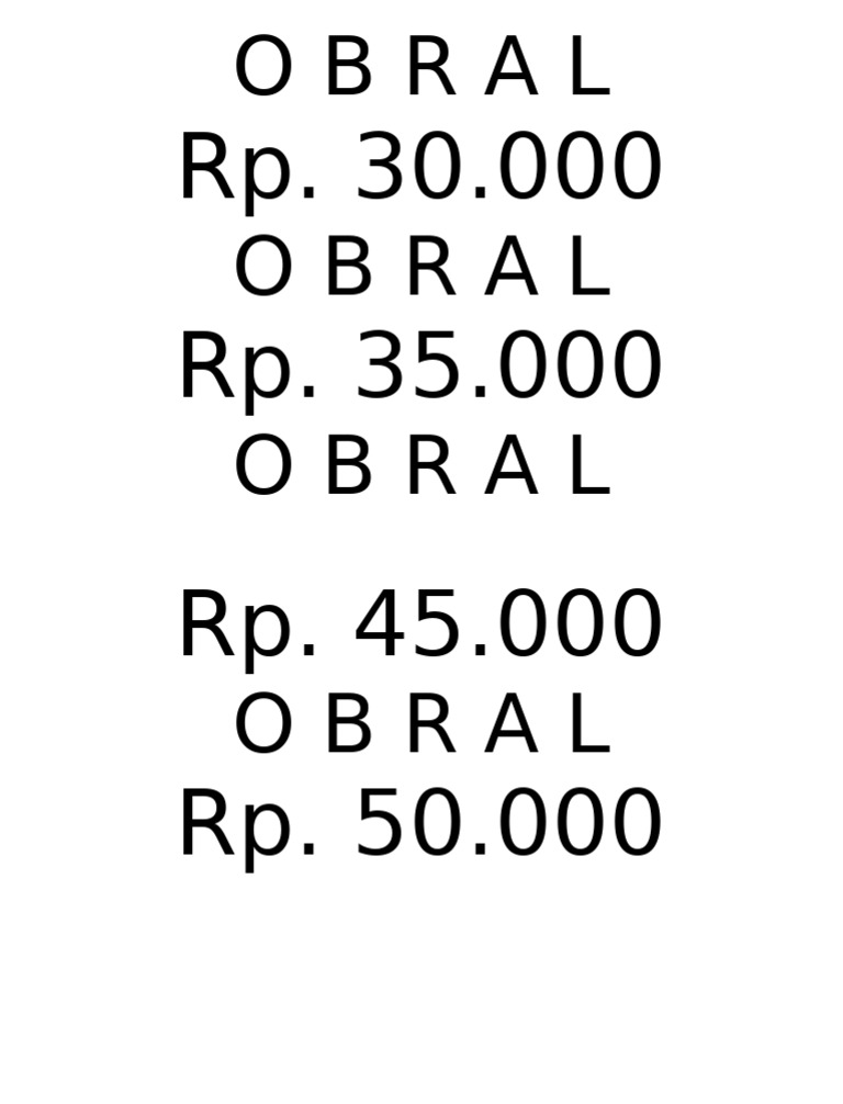 Rp. 30.000 Rp. 35.000: Obral Obral Obral | PDF