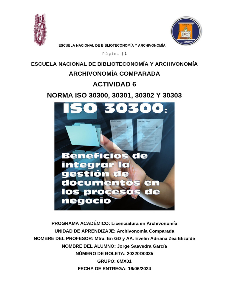 Actividad 6 Norma Iso 30300, 30301, 30302 y 30303 - Jorge Saavedra | PDF