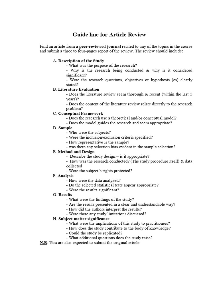 Guide Line For Article Review | PDF