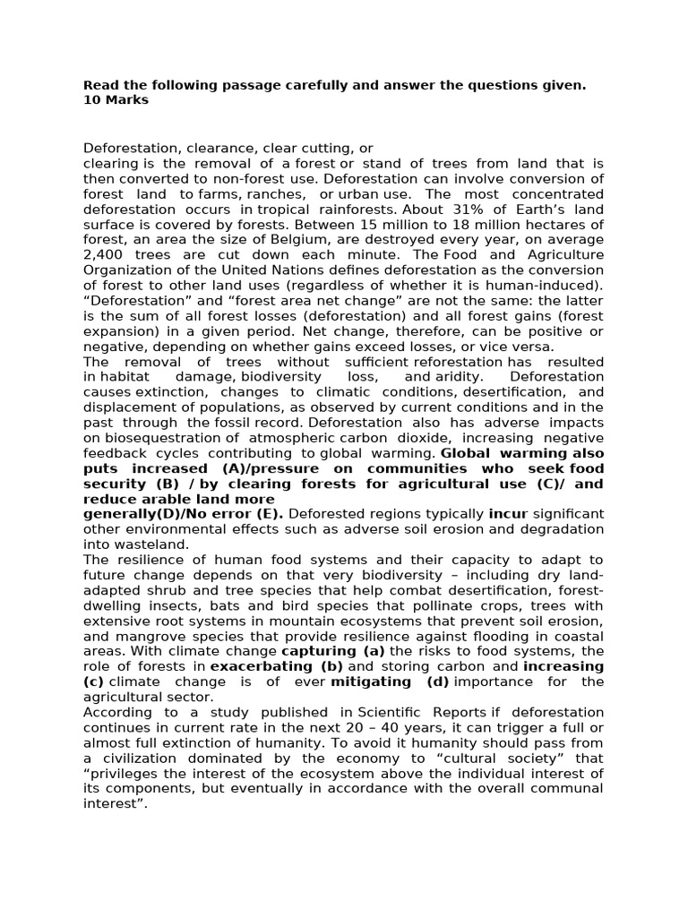 reading c | PDF | Deforestation | Forests