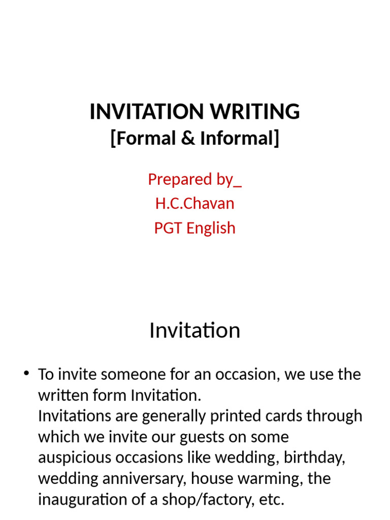 Invitation Writing | PDF