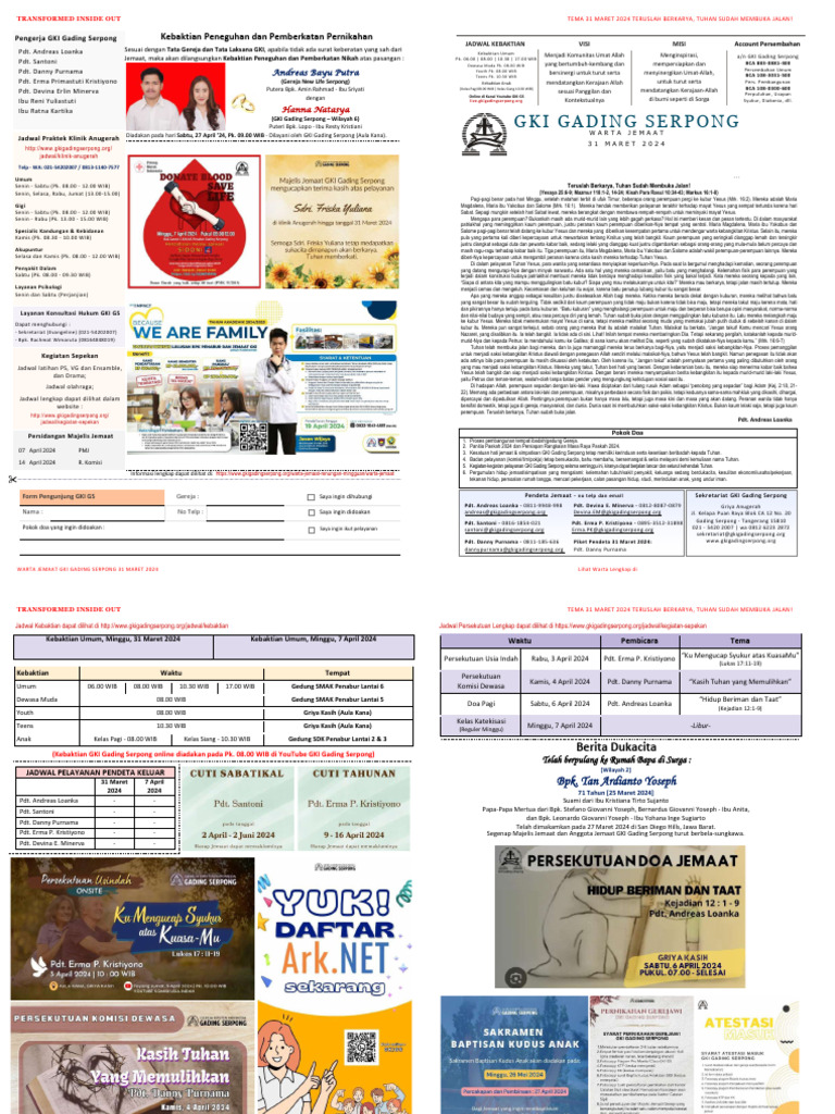 Gki Gading Serpong Gki Gading Serpong: Kebaktian Peneguhan Dan Pemberkatan Pernikahan | PDF