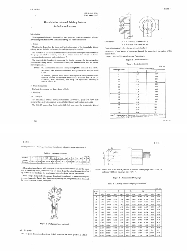 Jis B 1015-2008 | PDF