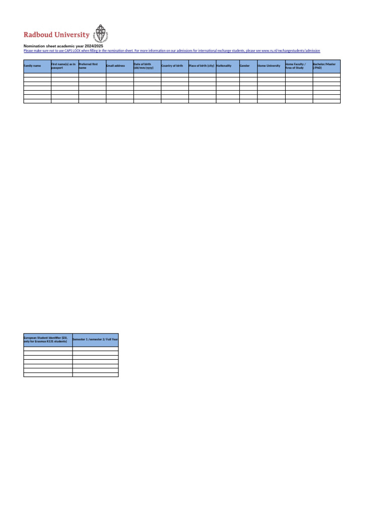 Radboud University Nomination Sheet 24-25 V Feb 2024 | PDF