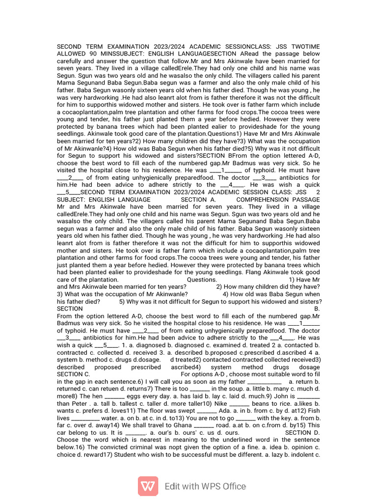 JSS 2 English Language Second Term | PDF