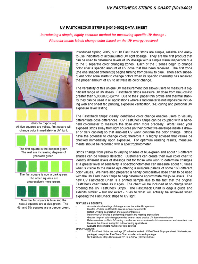 UV FastCheck Strips: Accurate UV Dosage Measurement | PDF | Ultraviolet ...