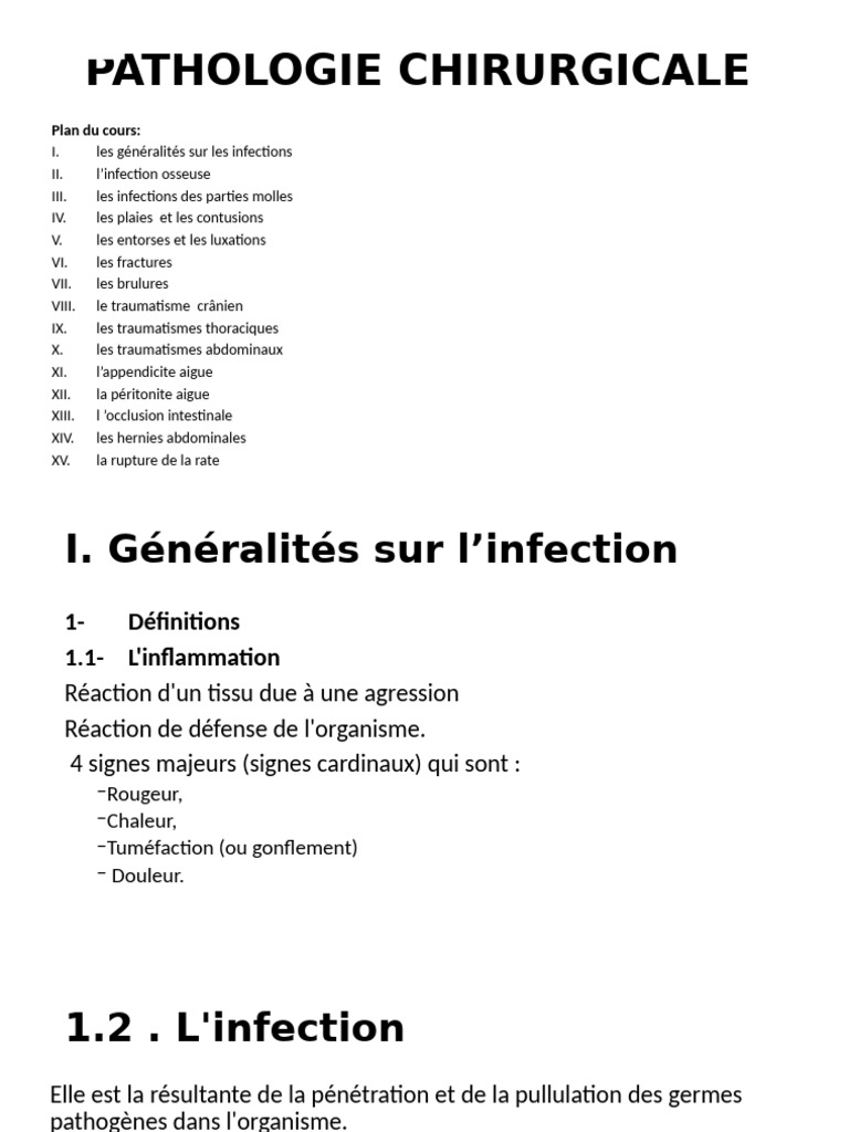 Pathologie Chirurgicale: Infections et Traumatismes | PDF