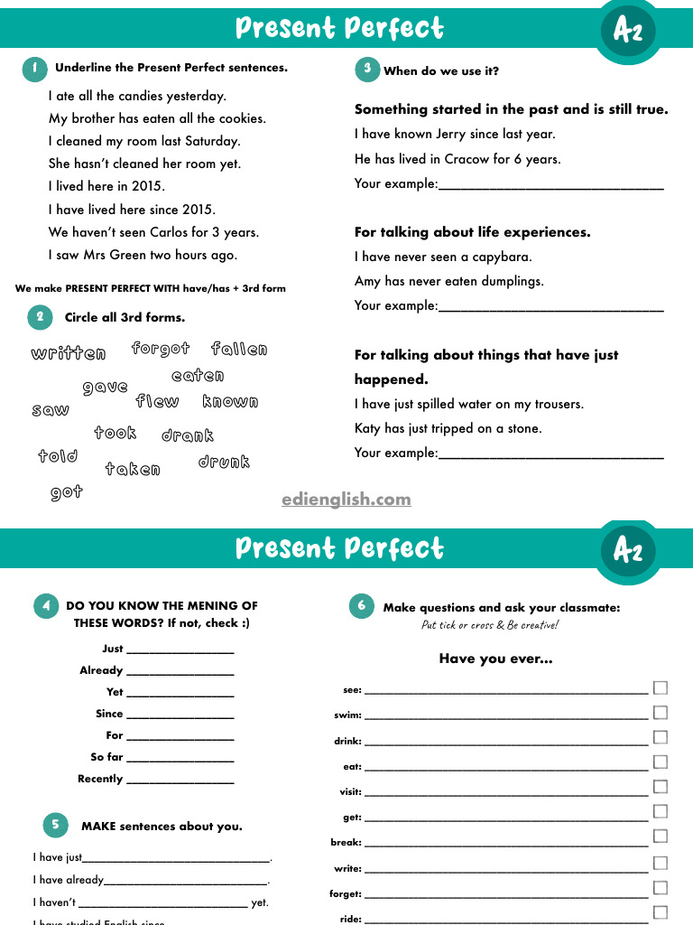 PRESENT PERFECT a2 | PDF