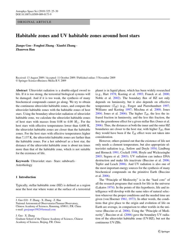 Habitale Zones and Uc Habitable Zones Aroudn Host Stars | PDF ...