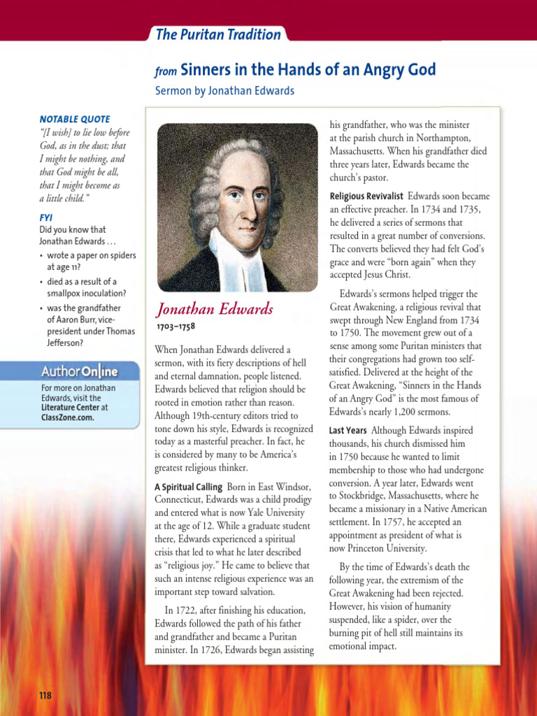 Jonathan Edwards Sinners in The Hands of An Angry God | PDF | Jonathan ...