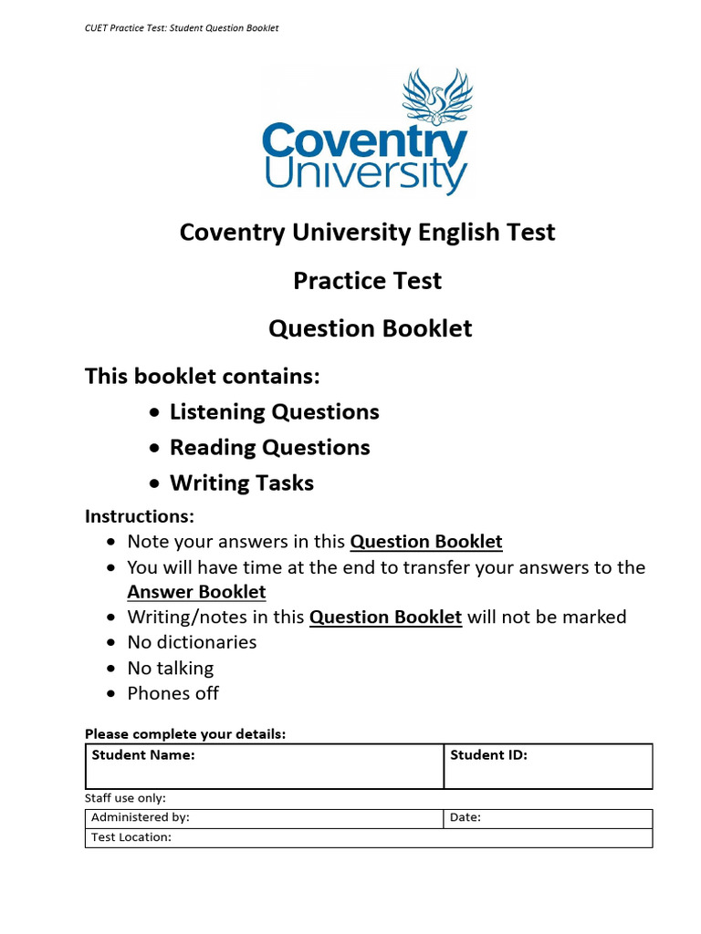 Coventry University CUET Practice Test | PDF | Living Wage | Wage