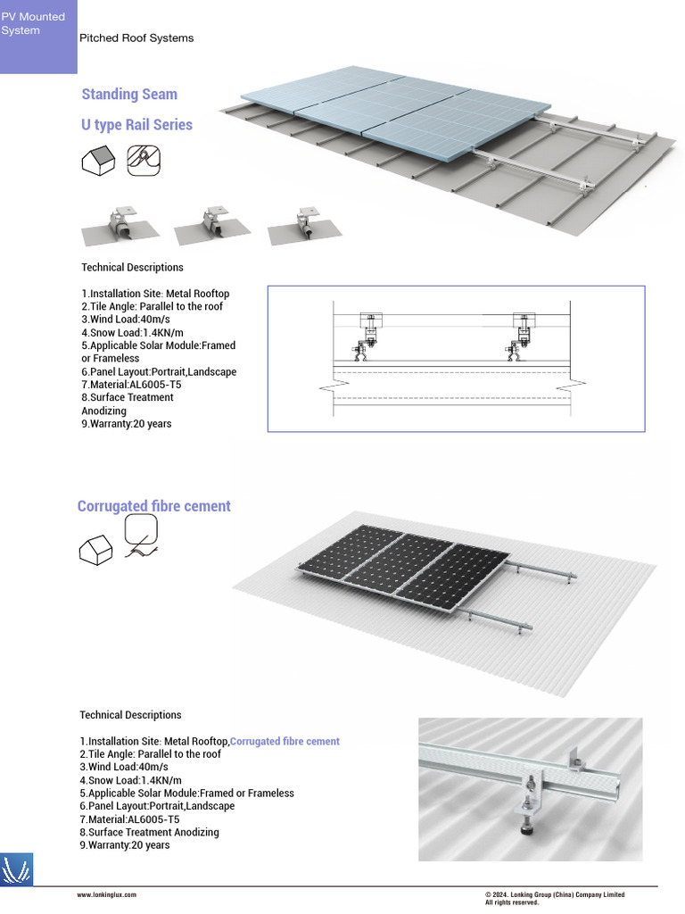 Standing Seam U Type Rail Series: Corrugated Fibre Cement | PDF