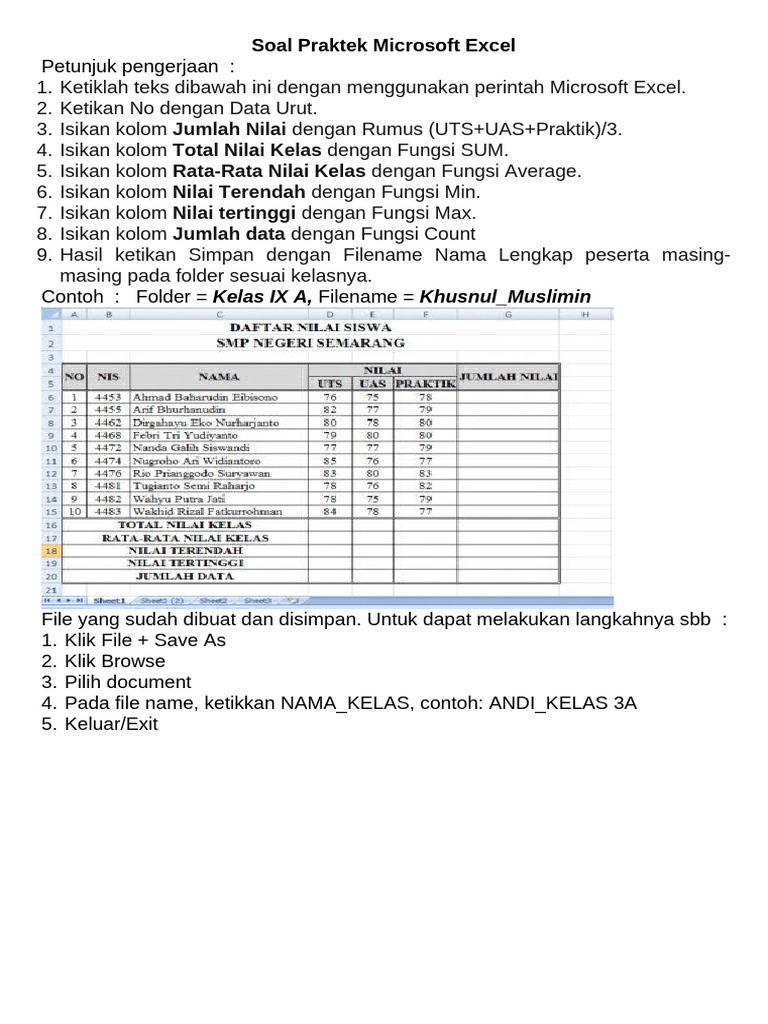 Soal Praktek Microsoft Excel | PDF