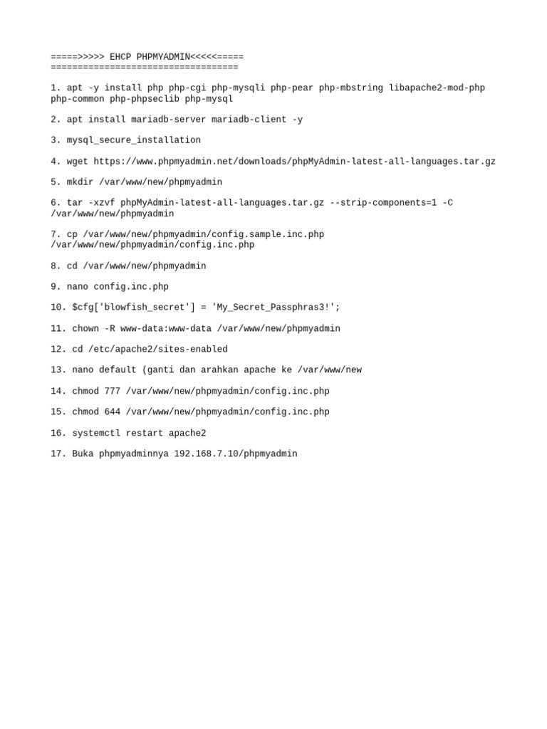 Ehcp + Phpmyadmin | PDF