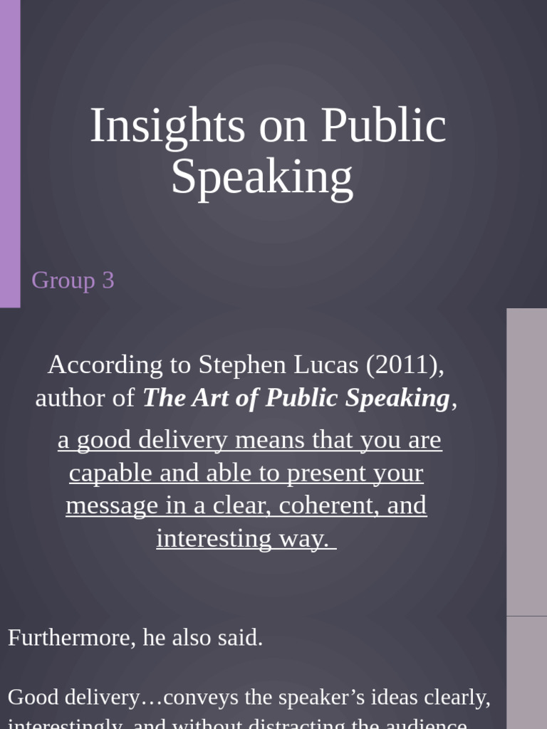 Insights On Public Speaking Group 3 | PDF | Public Speaking | Speech