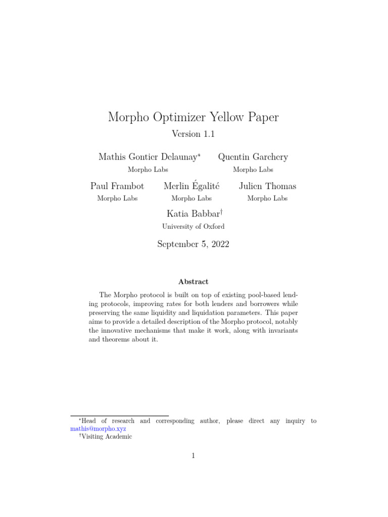 Morpho Optimizer Yellow Paper | PDF | Function (Mathematics) | Interest