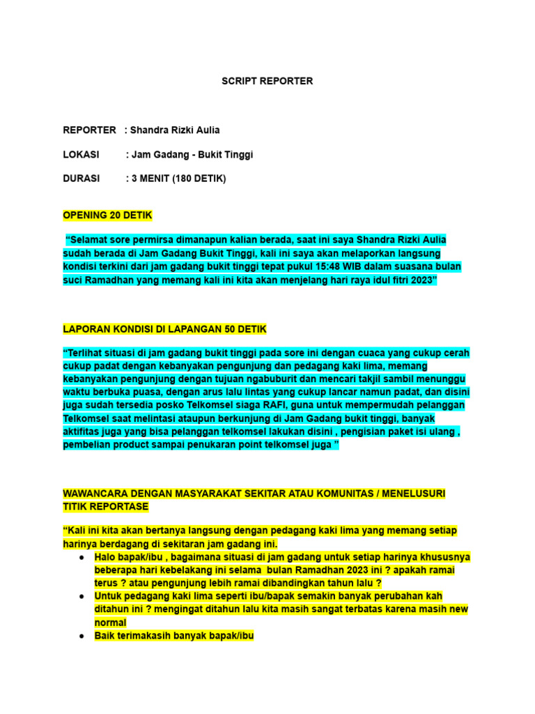 Script Reporter Rafi 2022 | PDF