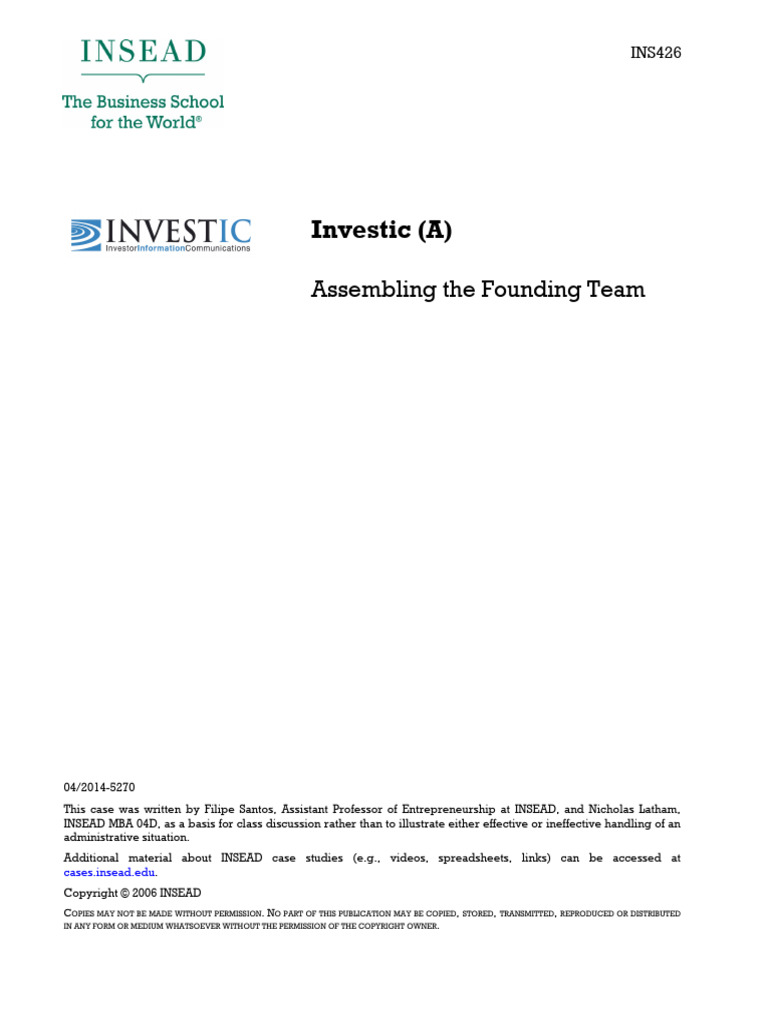 Investic Assembling The Founding Team | PDF | Bonds (Finance) | Board Of Directors