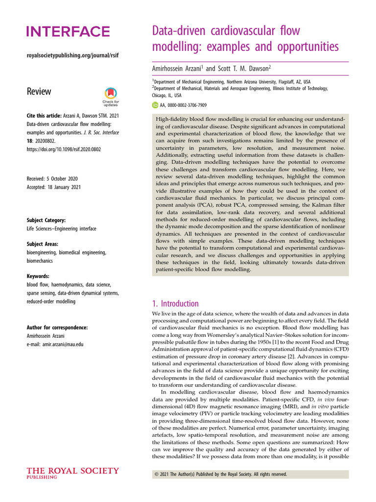 Arzani Dawson 2021 Data Driven Cardiovascular Flow Modelling Examples ...