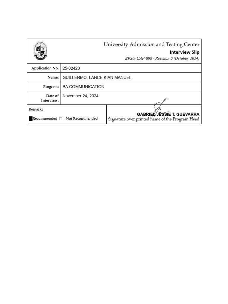 Interview Slip | PDF