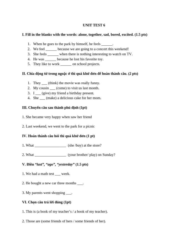 Unit Test 6.1 | PDF