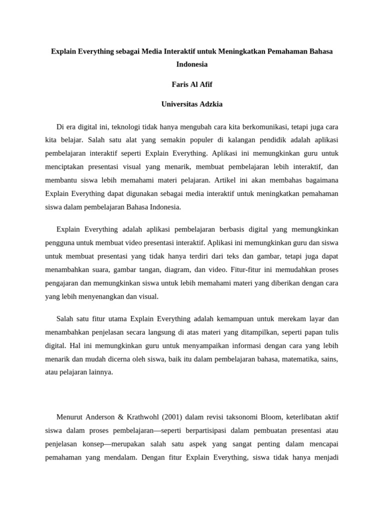 Artikel Explain Everything (Faris Al Afif) | PDF