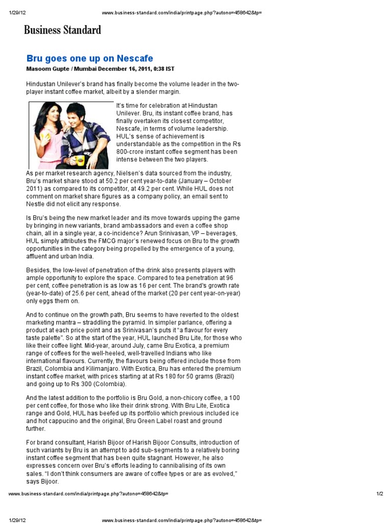 Nescafe Vs Bru | PDF | Brand | Coffee