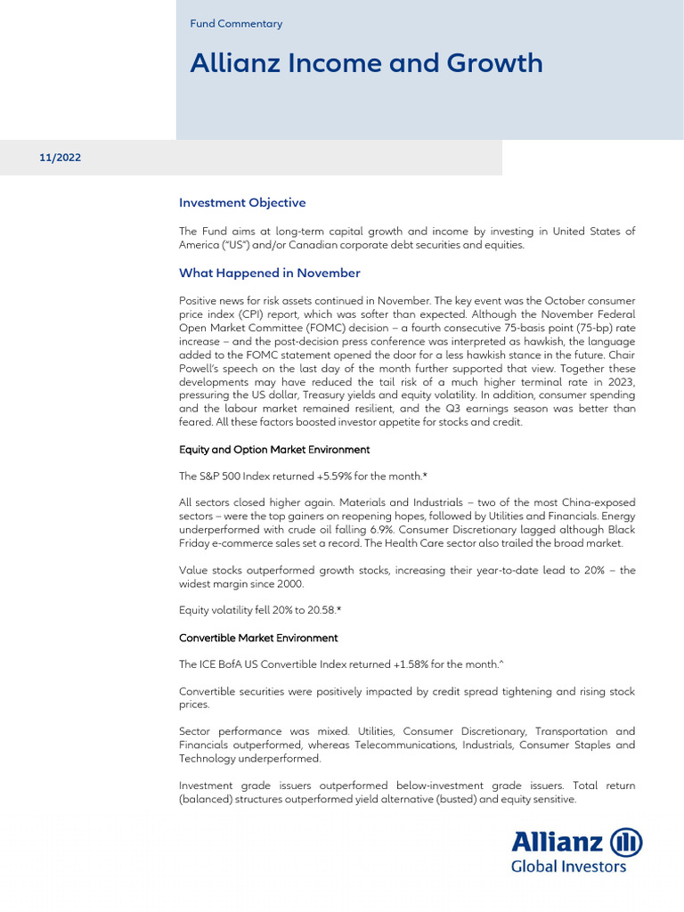 Allianz Income and Growth Fund 2025 Outlook | PDF | Investing | Bonds ...