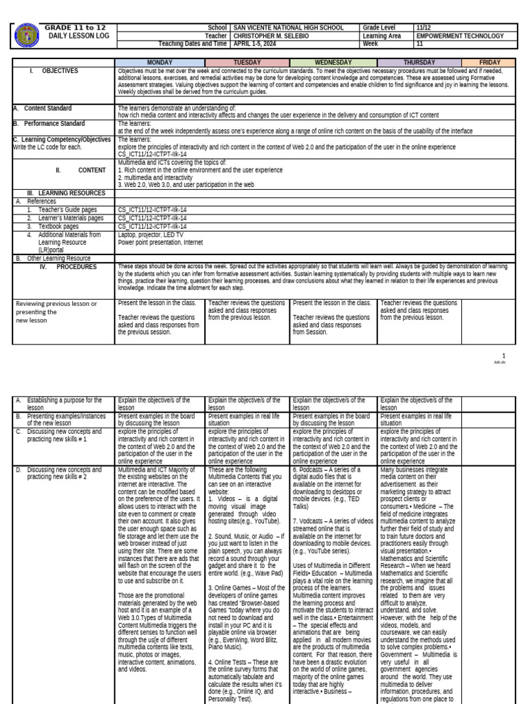 DLL Empowerment Tech Week 11 | PDF | Multimedia | Podcast