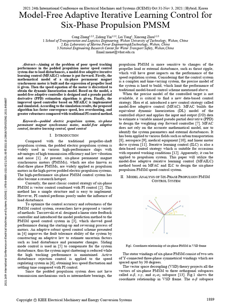 Model-Free Adaptive Iterative Learning Control for Six-Phase Propulsion ... Model-Free Adaptive Iterative Learning Control for Six-Phase Propulsion ...