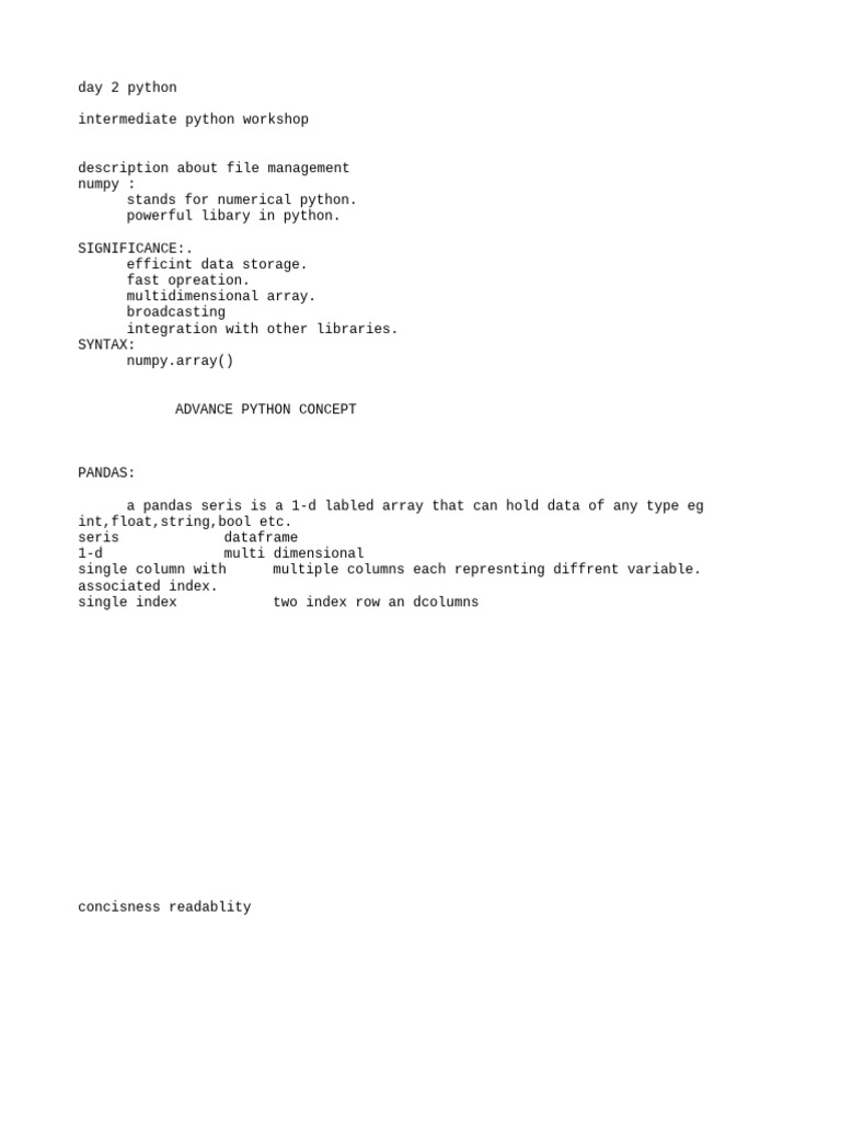 Intermediate Python: Numpy & Pandas | PDF