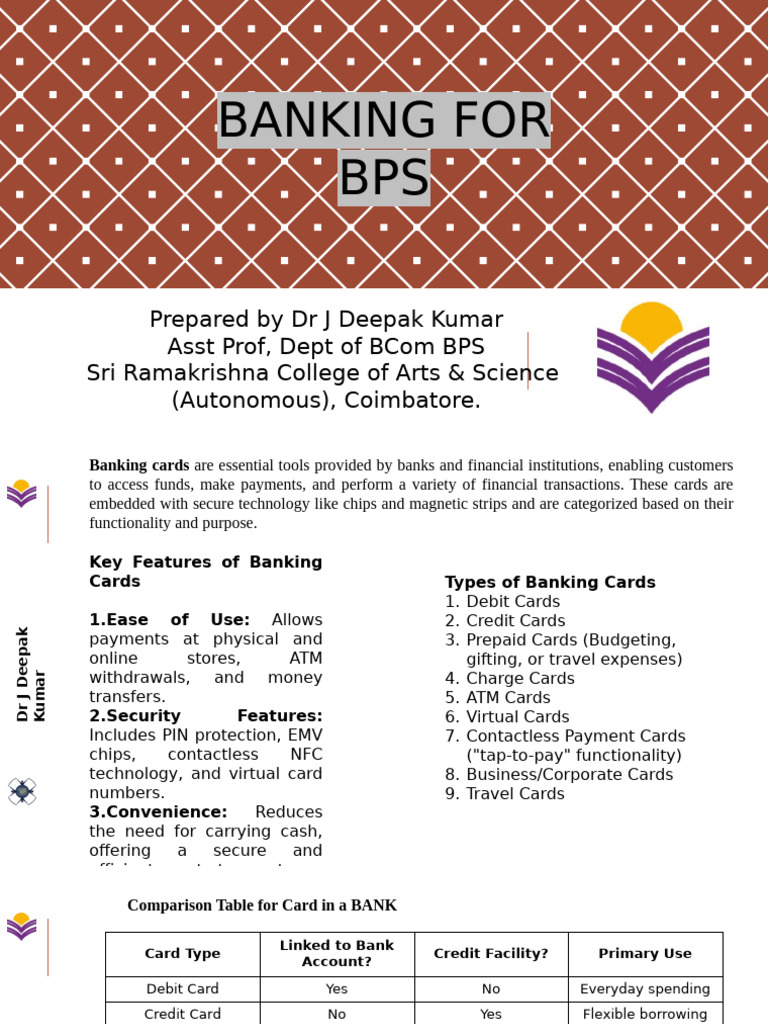 23bps403 - Banking For Bps Unit II - Topic I | PDF | Credit Card ...