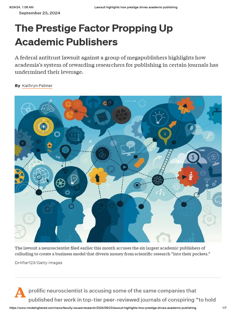 Lawsuit Highlights How Prestige Drives Academic Publishing | PDF ...