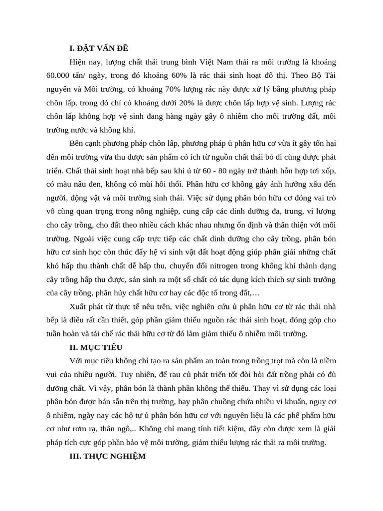 Báo Cáo Phân H U Cơ T Rác Sinh Ho T | PDF