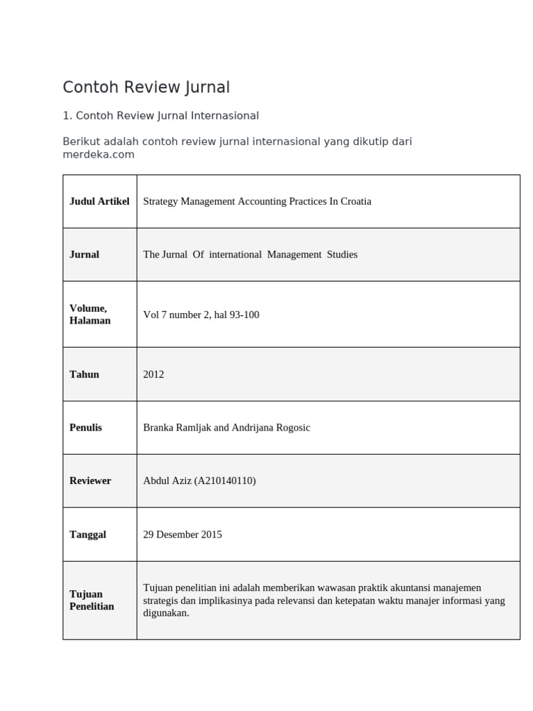 Contoh Review Jurnal | PDF