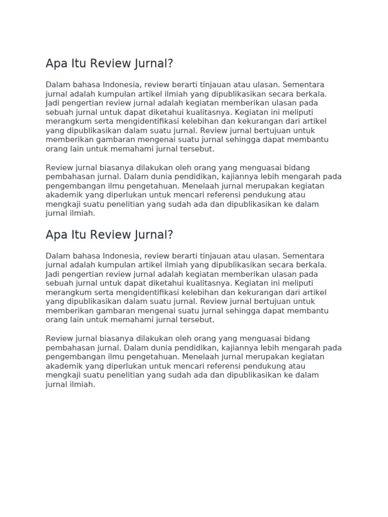 Pengertian Review Jurnal dan Tujuannya | PDF
