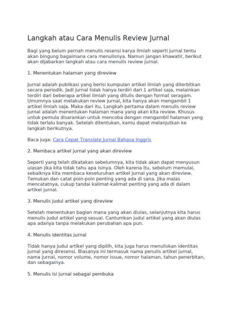 Langkah Atau Cara Menulis Review Jurnal | PDF