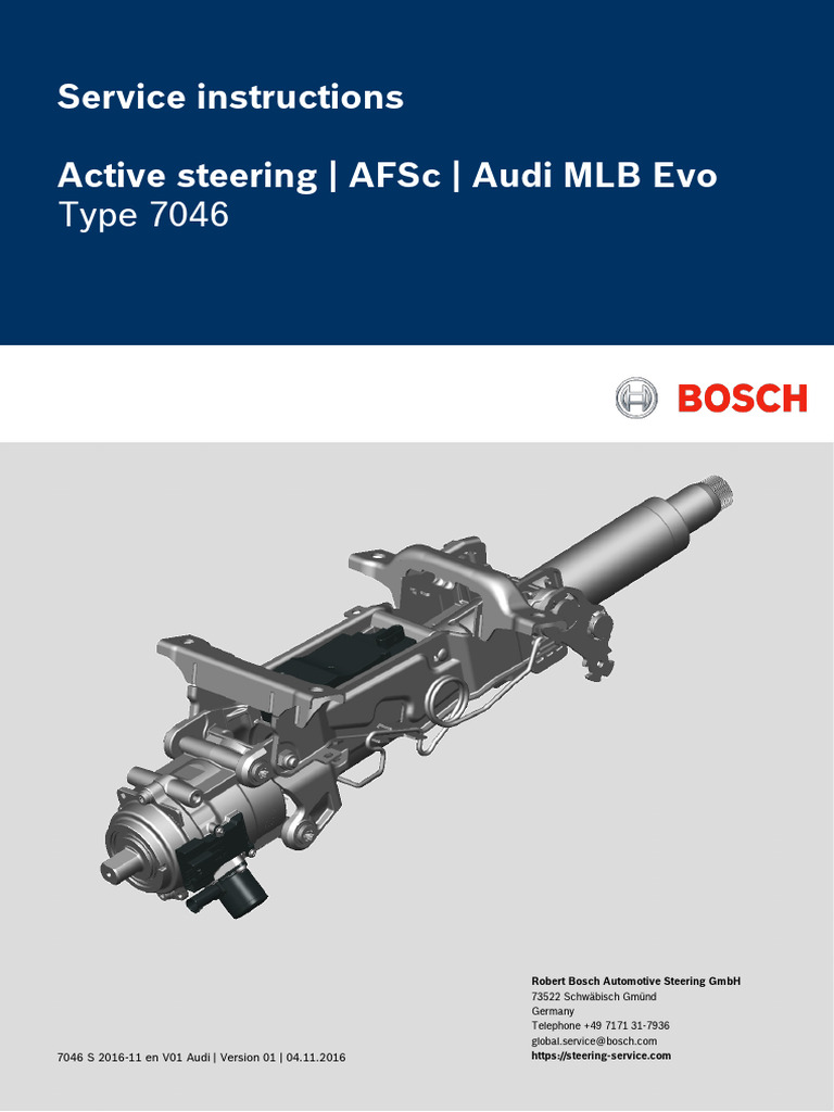 7046 S 2016-11 en V01 Audi MLB Evo - AFSc | PDF | Steering | Axle