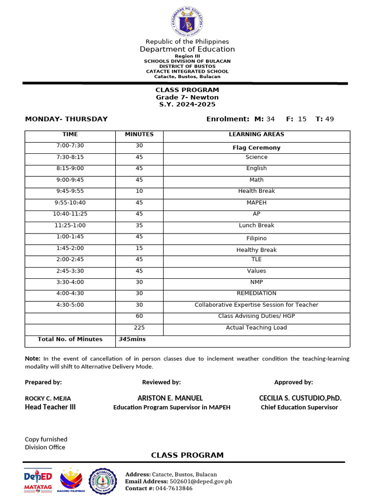 Class Program Long Session-G7 | PDF | Philippines