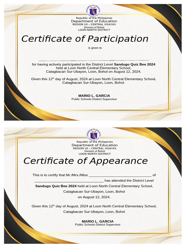 Cert Appearance Sandugo | PDF