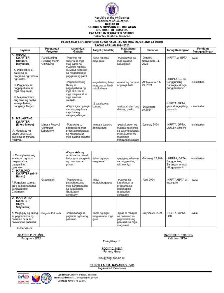 Spta Action Plan | PDF