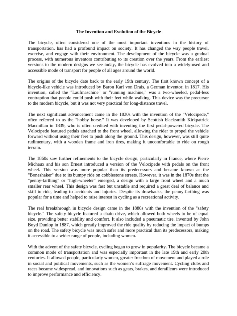 Evolution of the Bicycle | PDF | Vehicle Technology | Human Powered Transport