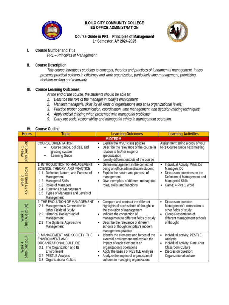PR1 Course Guide 2024-25 | PDF | Leadership | Decision Making