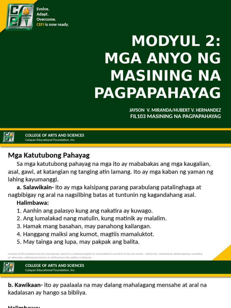 8lfqi4fk6 - Aralin-2 - Mga Anyo NG Masining Na Pagpapahayag | PDF